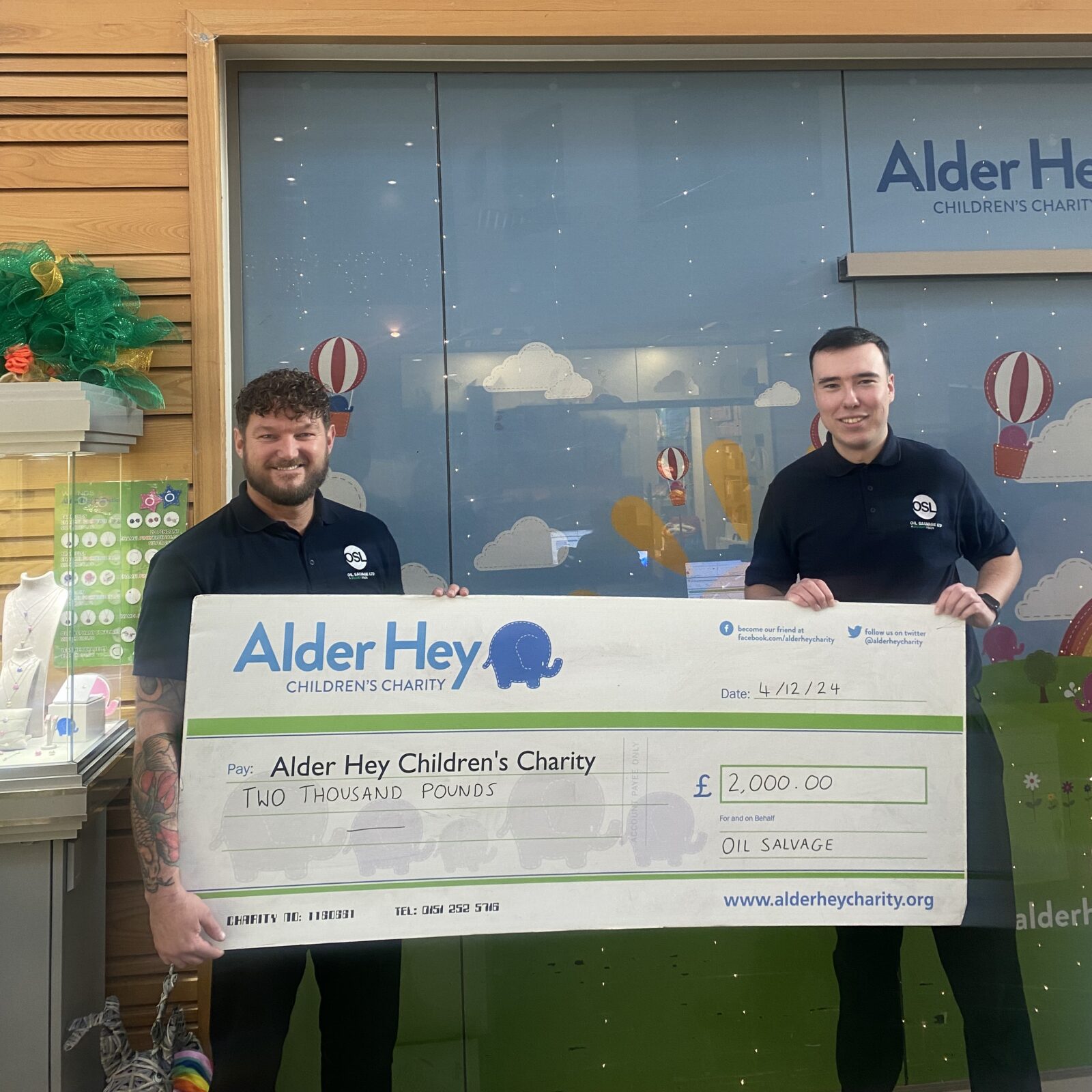 Oil Salvage Raise £2000 for Alder Hey Children's Charity! - Oil Salvage